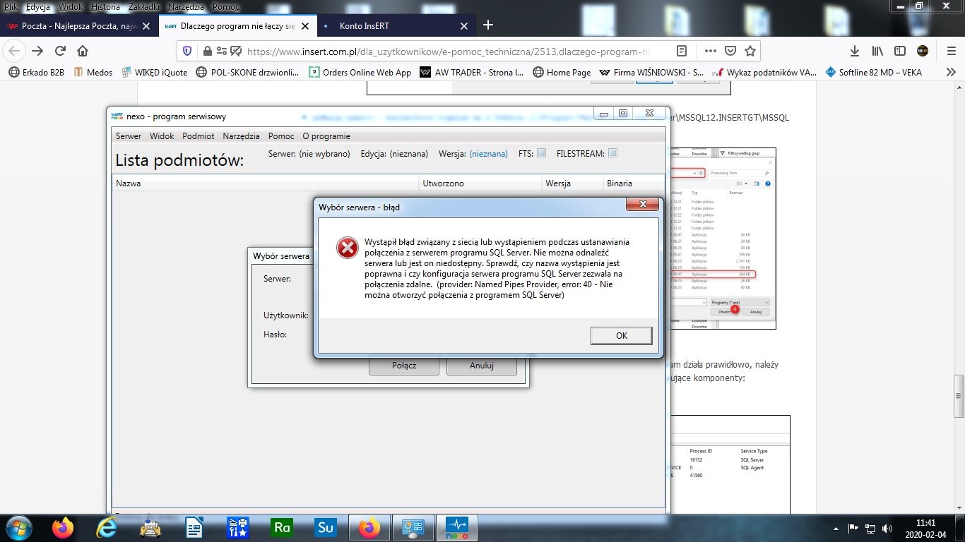 połaczenie z serwerem - Sprawy techniczne - Forum InsERT