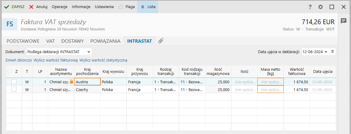 INTRASTAT (Laboratorium w wersji 51 Subiekta nexo) - Subiekt nexo - Forum InsERT