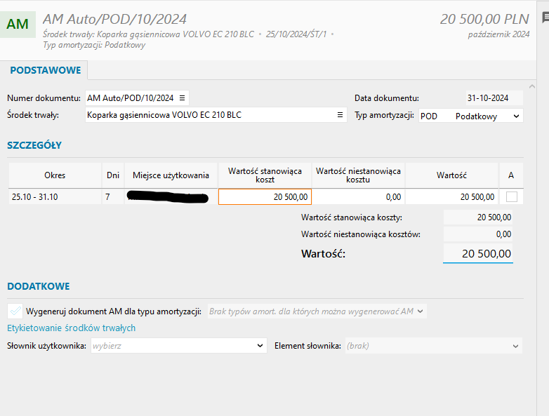 Jednorazowa amortyzacja w ramch pomocy de minimis - Rachmistrz nexo - Forum InsERT