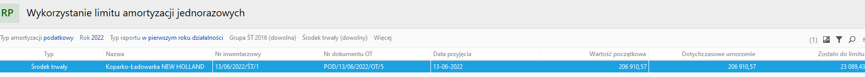 Jednorazowa amortyzacja w ramch pomocy de minimis - Rachmistrz nexo - Forum InsERT