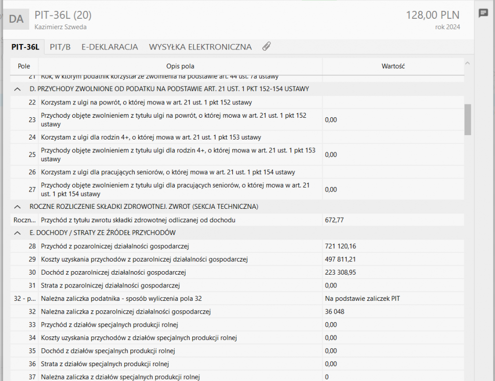 Zwrot składki zdrowotnej otrzymany w 2024 r w PIT 36L za 2024 - Rachmistrz nexo - Forum InsERT