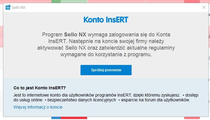 PROGRAM SELLO NX WYMAGA ZALOGOWANIA DO KONTA INSERT - A NA KONCIE BRAK ...